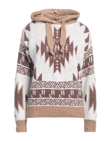 GAËLLE PARIS Knitted Multicolor Hooded Sweater - Brown