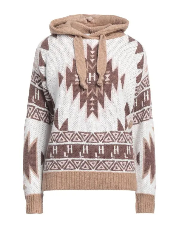 GAELLE PARIS Knitted Multicolor Hooded Sweater - Brown