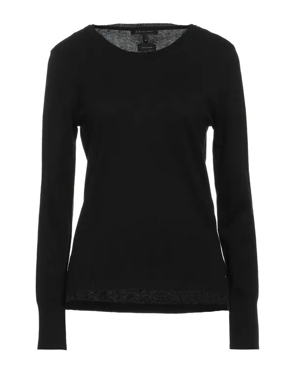 Armani Exchange Long Sleeve Crewneck Knit Sweater - Black