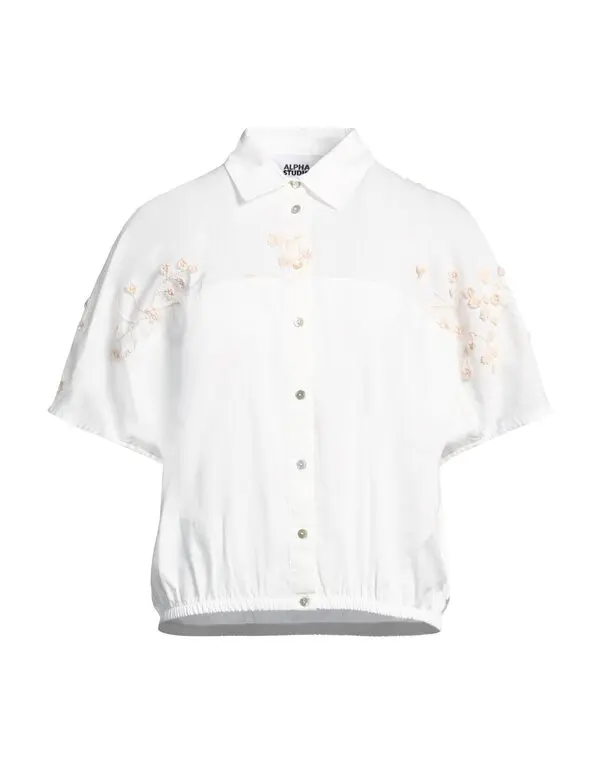 Alpha Studio Appliqued Short Sleeve Shirt