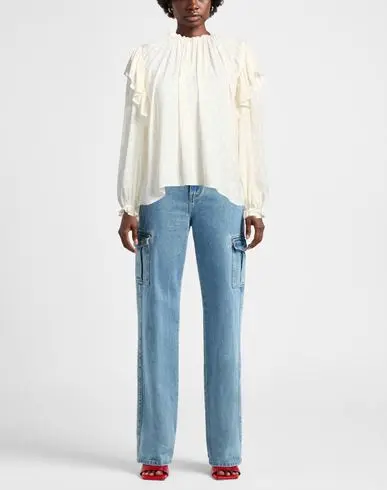 Sandro Woven Metallic Striped Ruched Top
