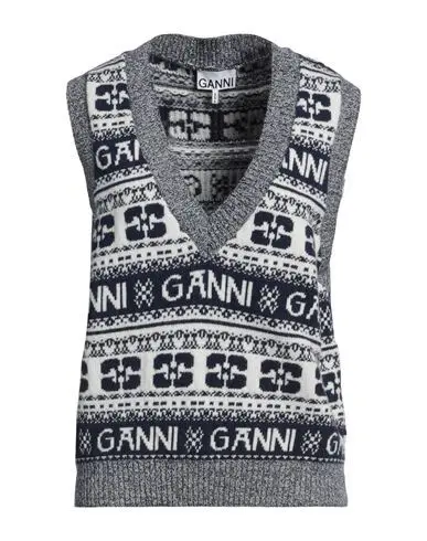 GANNI V-neck Two-tone Wool Blend Sweater Vest