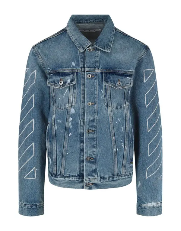 Off-White™ Off-White Diag Outline Denim Jacket Jacket Size Cotton