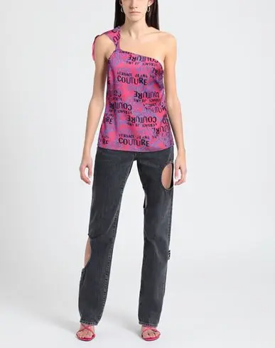 Versace One-shoulder Printed Cady Top