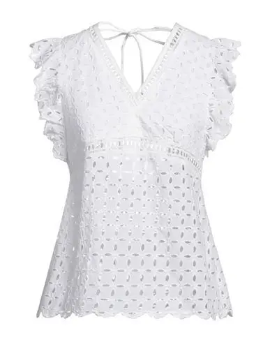 Pinko Cotton Top With Broderie Anglaise - White