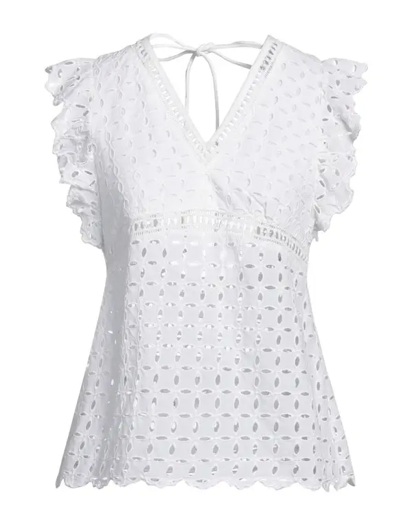 Pinko Cotton Top With Broderie Anglaise - White