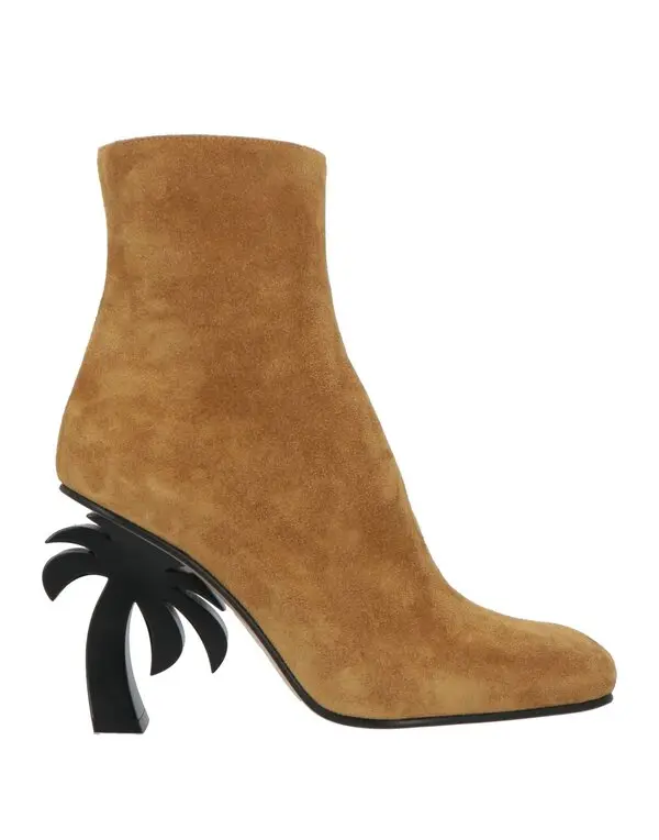 Palm Angels Suede Ankle Boots With Sculptural Heel - Yellow