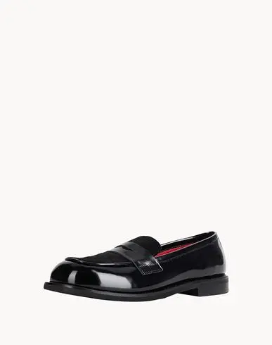 Max & Co. Patent Leather Penny Loafers With Calf Hair Accents