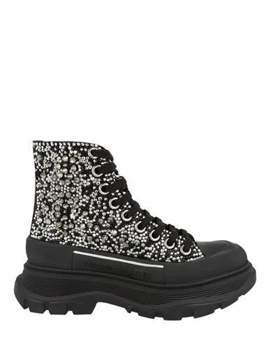 Alexander McQueen Black Crystal Embellished Platform Lace-Up Boot Alexander McQueen - Crystal-embellished platform ankle boots  main image 4