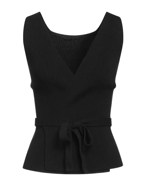 PATOU Sleeveless Wrap Top In Merino Wool Blend - Black