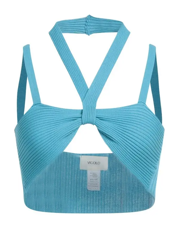 VICOLO Knit Crop Top - Azure