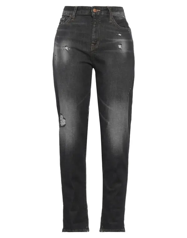 Armani Exchange Boyfriend Jeans With Leather Trims