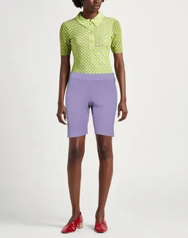 VICOLO Ribbed Knit High-waisted Shorts