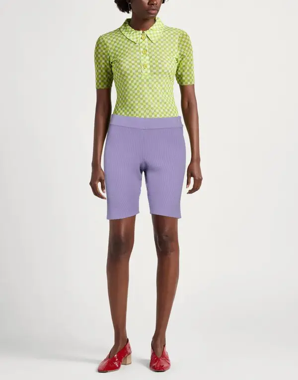 VICOLO Ribbed Knit High-waisted Shorts