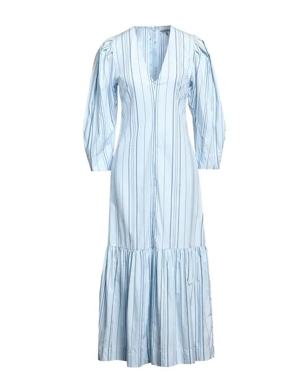 GANNI Midi Dress In Sky Organic Cotton
