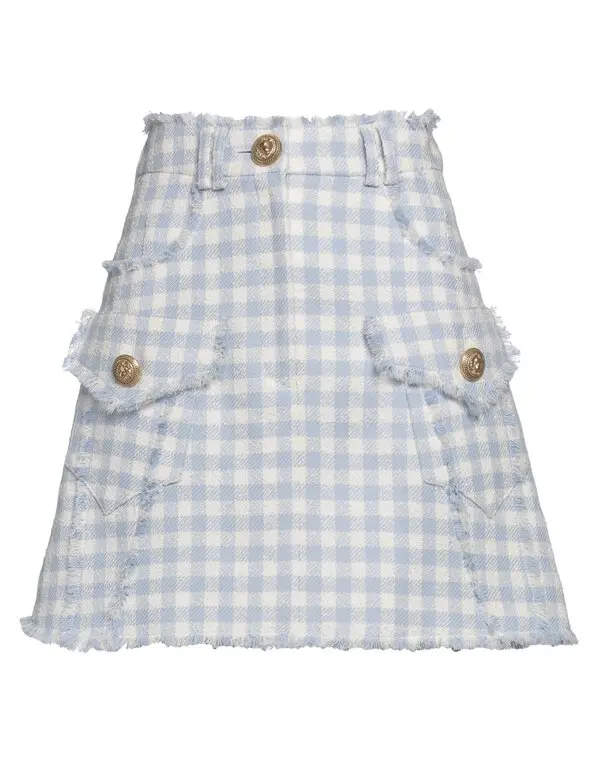 Balmain Checked Cotton Blend Mini Skirt