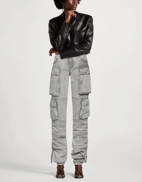 Attico Light Cotton Cargo Jeans - Grey