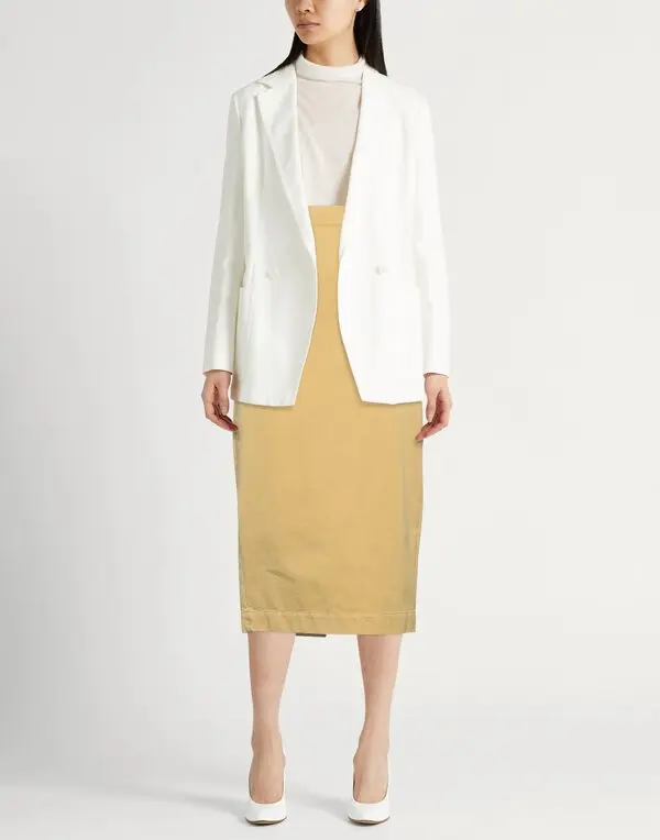 Max Mara Gabardine Pencil Midi Skirt - Yellow