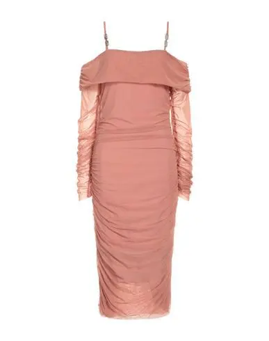 GAËLLE PARIS Bodycon Midi Dress With Draped Neckline And Gathered Tulle Sleeves
