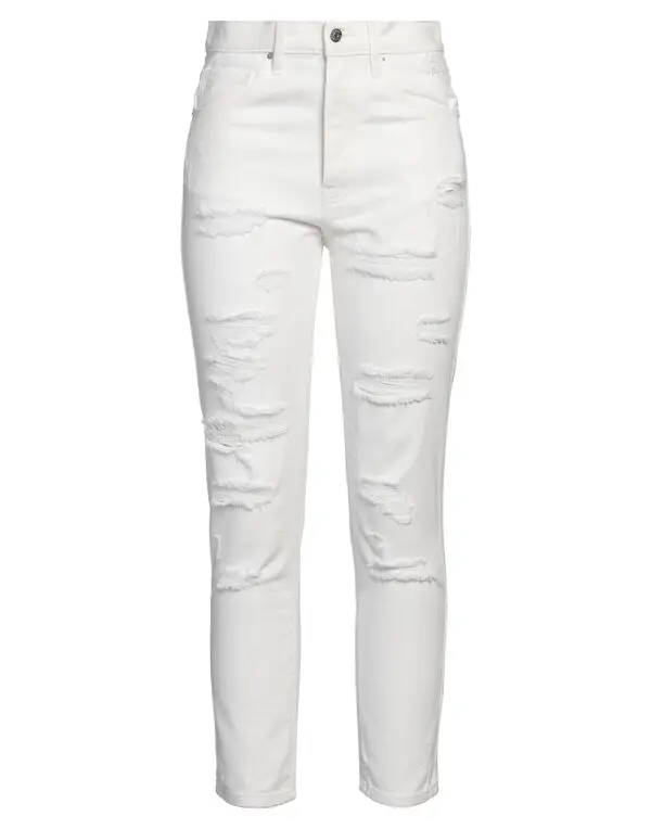 Armani Exchange Distressed Cotton Denim Jeans - White