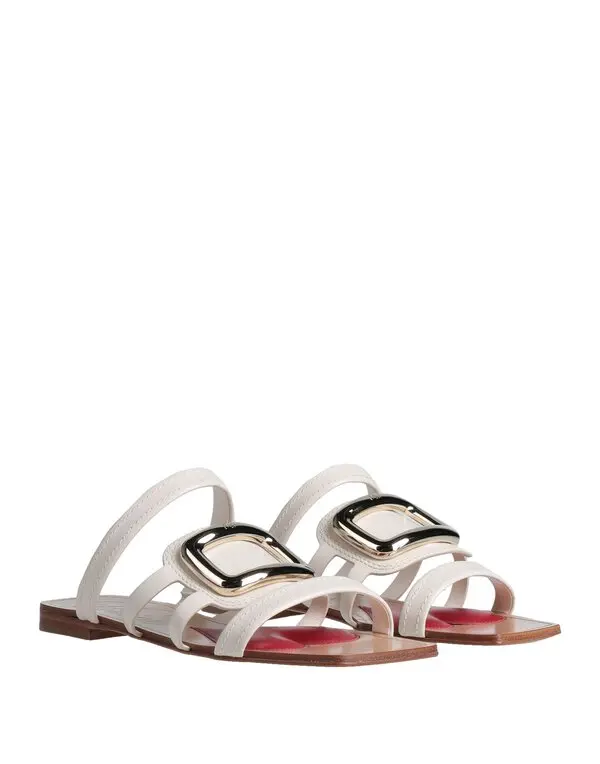 ROGER VIVIER Leather Sandals With Appliqués - Ivory