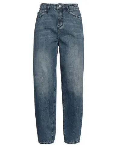 Armani Exchange Cotton Jeans With Leather Trims - Blue