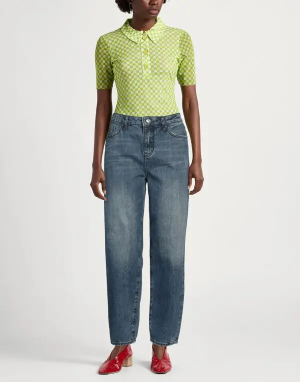 Armani Exchange Cotton Jeans With Leather Trims - Blue