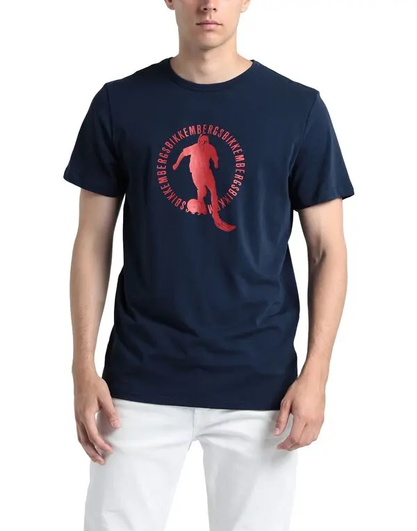 BIKKEMBERGS T-shirt Size Cotton, Elastane - Blue