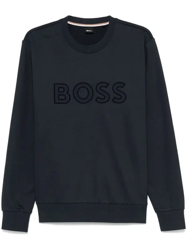 BOSS Flocked Logo Crewneck Sweatshirt