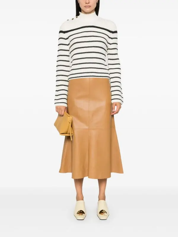 FORTE_FORTE High-neck Striped Sweater