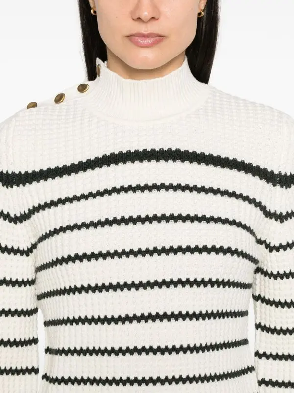 FORTE_FORTE High-neck Striped Sweater