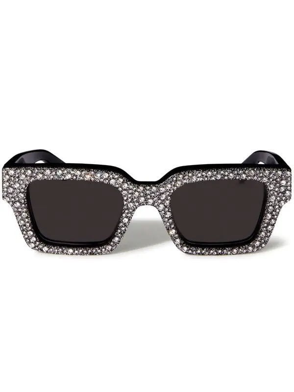 Off-White Rhinestone-Embellished Sunglasses - Silver 