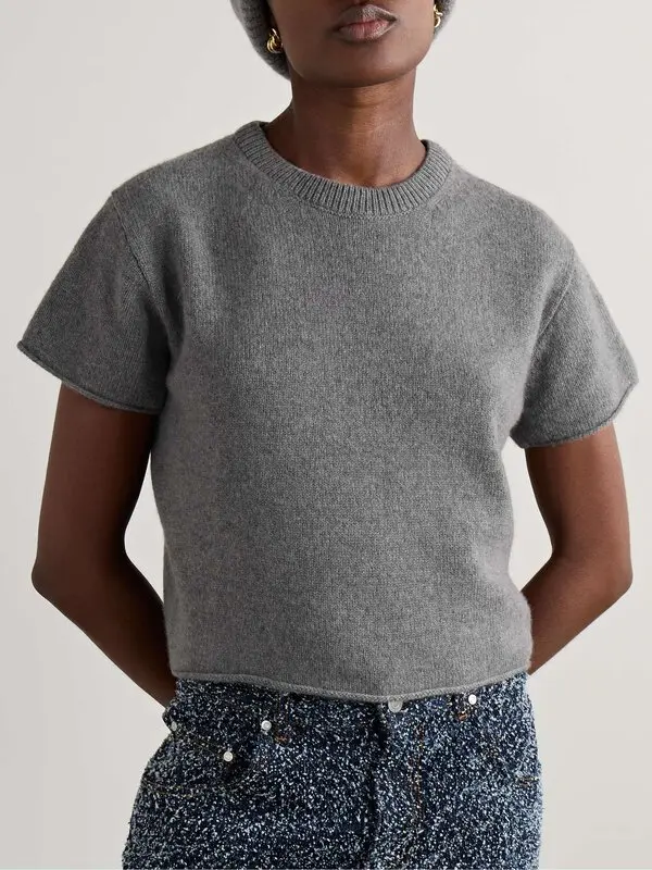 THE ELDER STATESMAN Cashmere Boxy Sweater - Gray