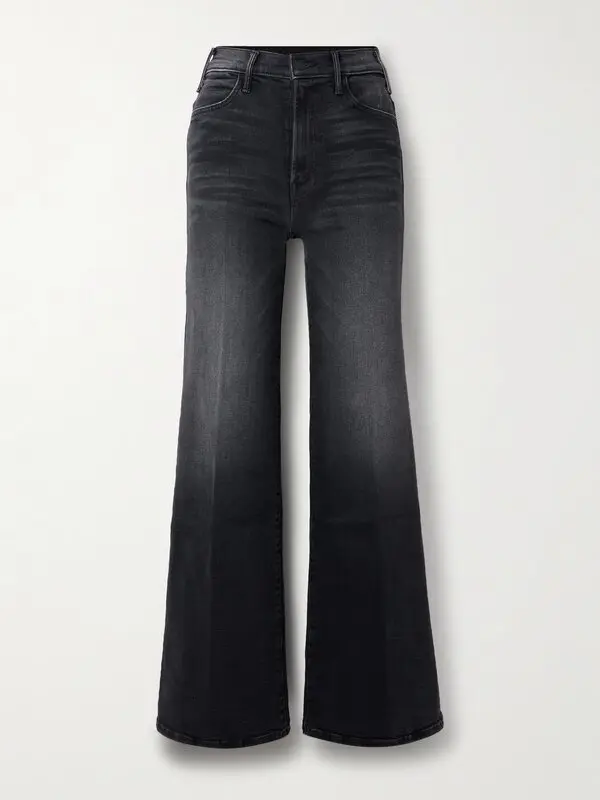MOTHER The Hustler Roller High-rise Wide-leg Jeans - Black