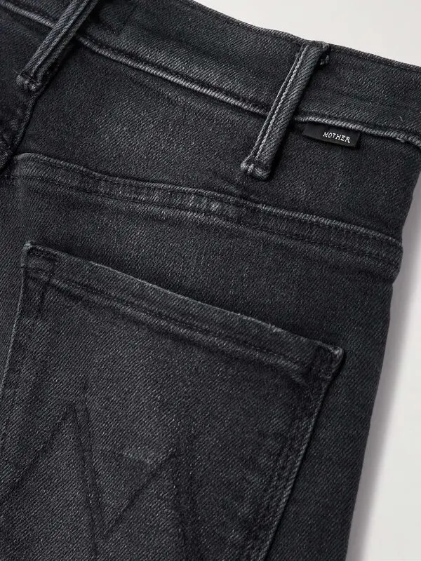 MOTHER The Hustler Roller High-rise Wide-leg Jeans - Black