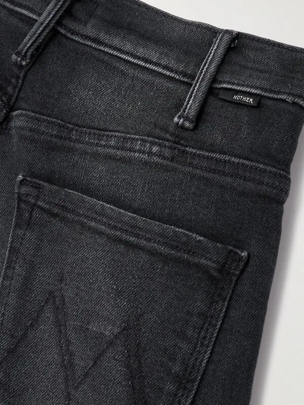MOTHER The Hustler Roller High-rise Wide-leg Jeans - Black