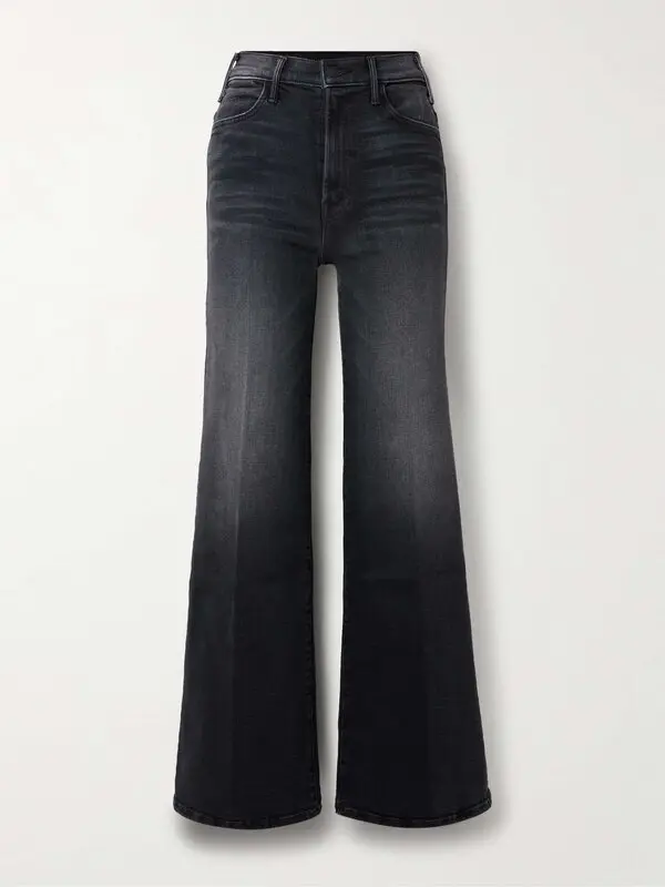 MOTHER The Hustler Roller High-rise Wide-leg Jeans - Black