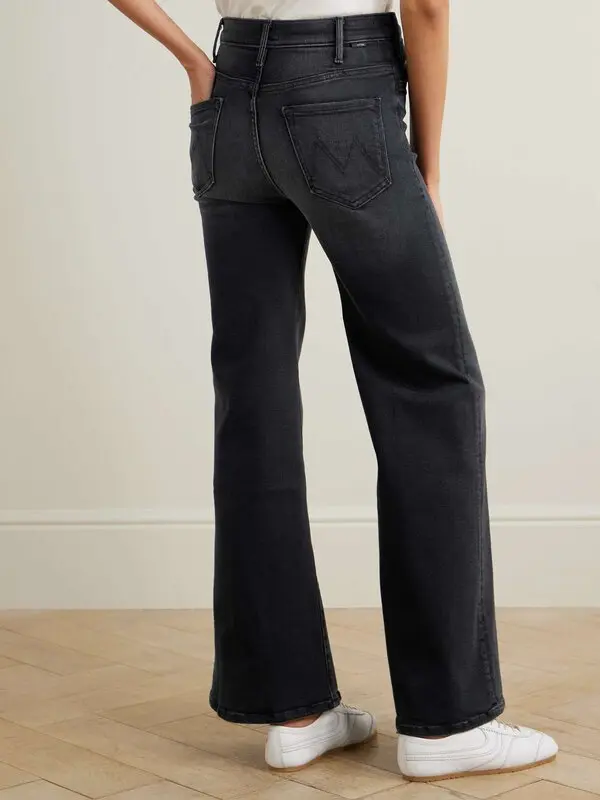 MOTHER The Hustler Roller High-rise Wide-leg Jeans - Black