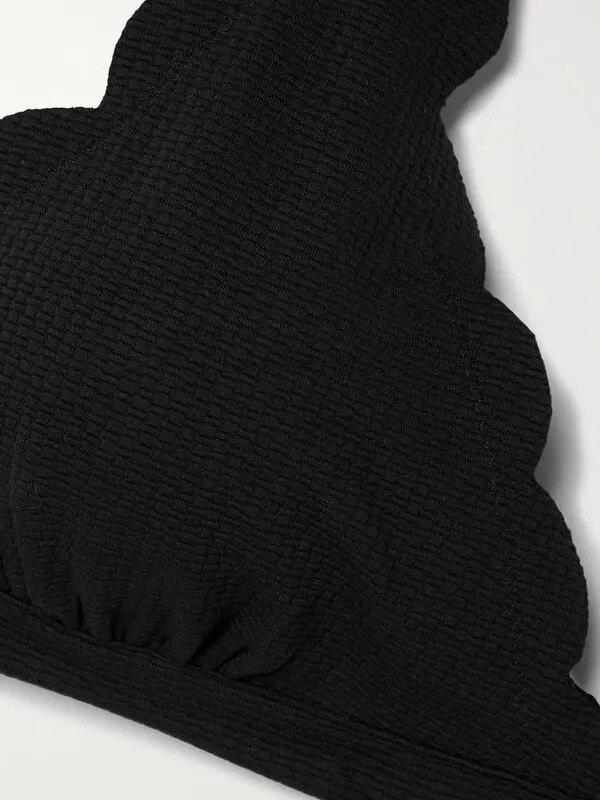 Marysia Spring Scalloped Halterneck Bikini Top - Black