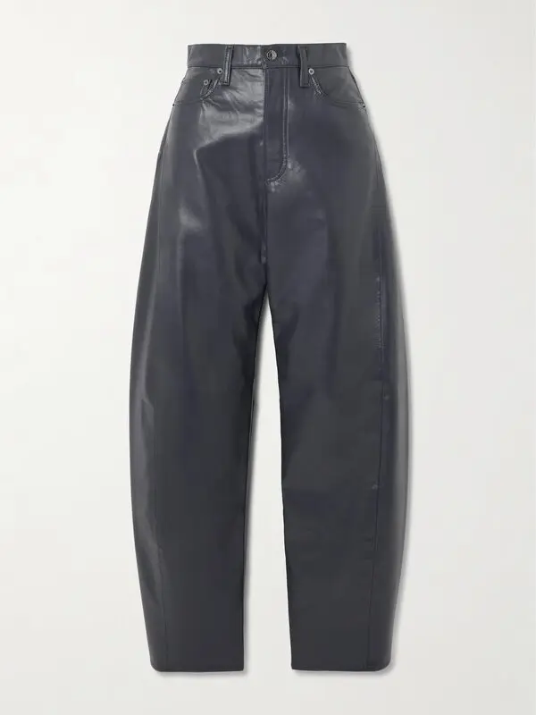AGOLDE Luna Pieced Recycled Leather-blend Pants - Gray
