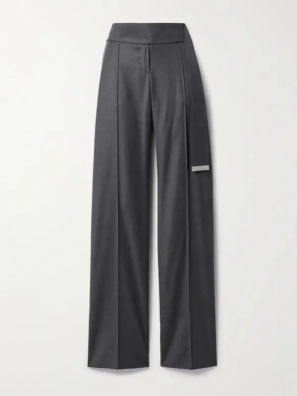 Brandon Maxwell The Ashton Belted Wool-Blend Pants In Gray - 80