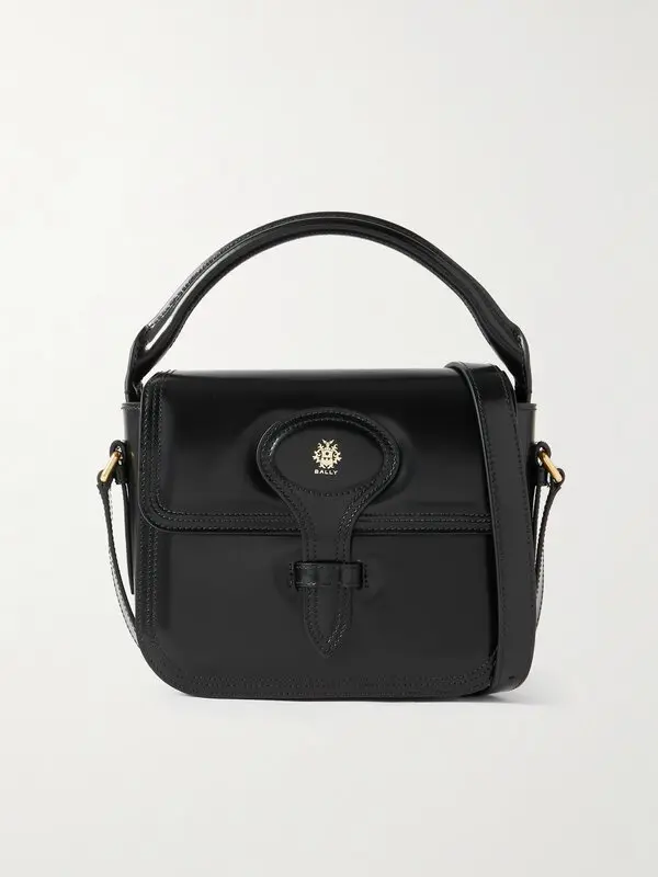 Bally Beckett Flat Mini Glossed-leather Tote - Black