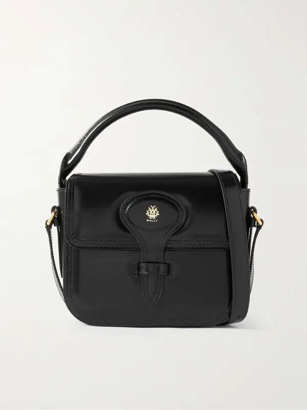 Bally Beckett Flat Mini Glossed-leather Tote - Black