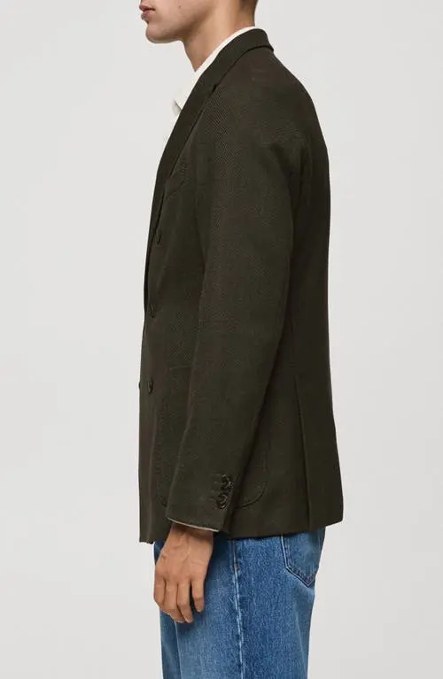 Mango Slim Fit Herringbone Double Breasted Blazer