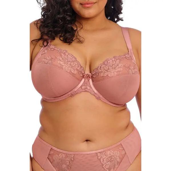 Elomi Teagan Full Figure Underwire Plunge Bra - Ash Rose