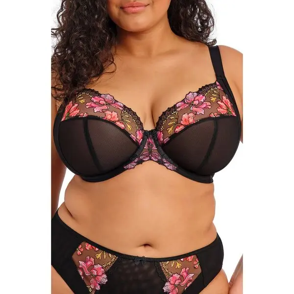 Elomi Teagan Full Figure Underwire Plunge Bra - Black/rainbow