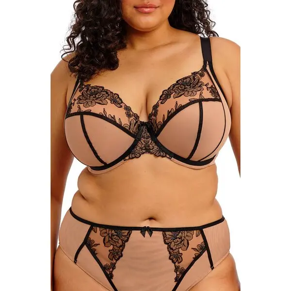 Elomi Teagan Full Figure Underwire Plunge Bra - Cafe Au Lait