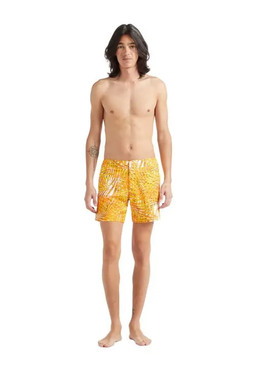 Vilebrequin Palm Leaves Stretch Flat Belted Swim Shorts - Mangue