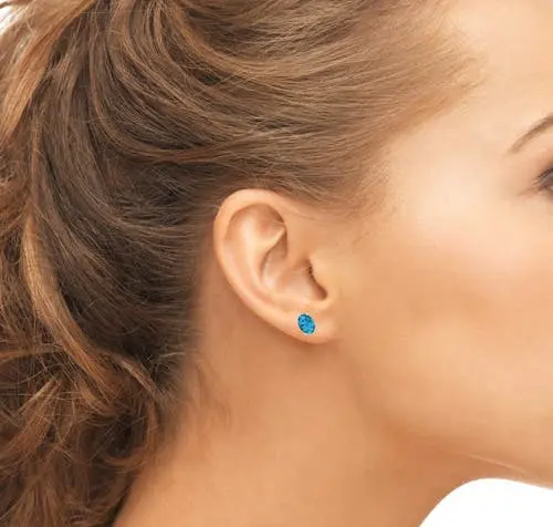 DONATELLO GIAN Sterling Silver Oval Earrings - Light Blue