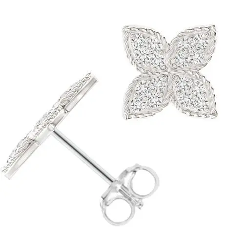DONATELLO GIAN Name 925 Sterling Crystal Stud Earrings - Silver